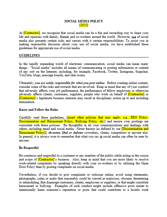 social media policy template thumbnail – FCA International